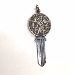St Christopher Medal Sterling Key Silver Fob Chain Automobile Travel ...