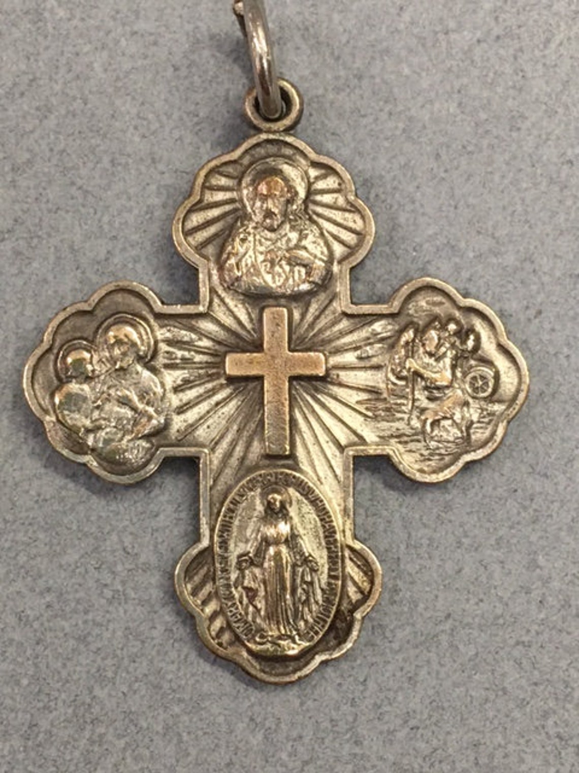 4 Way Cross Pendant Four Way Medal Cross Miraculous Miracle - Etsy