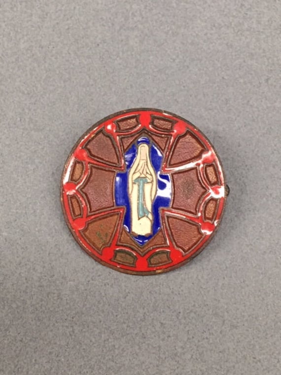 Virgin Mary Brooch Enamel Blessed Mother Lapel Pin Vi… - Gem