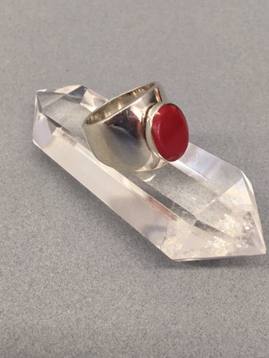 Sterling Red Ring 925 Silver Statement Vintage Large Oval | Etsy