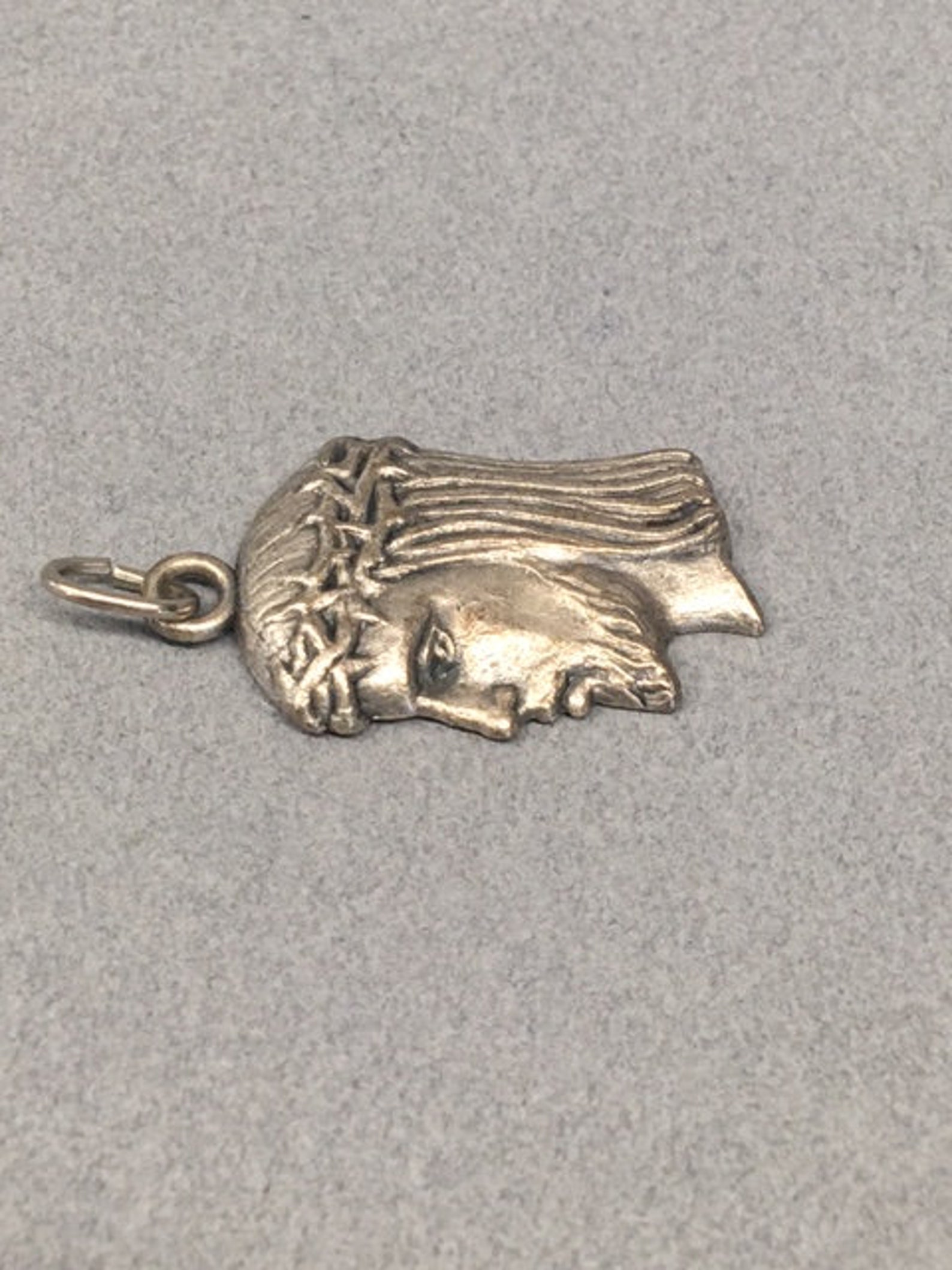Christ Head Pendant Silver Jesus Christ Medal Crown Thorns Vintage ...