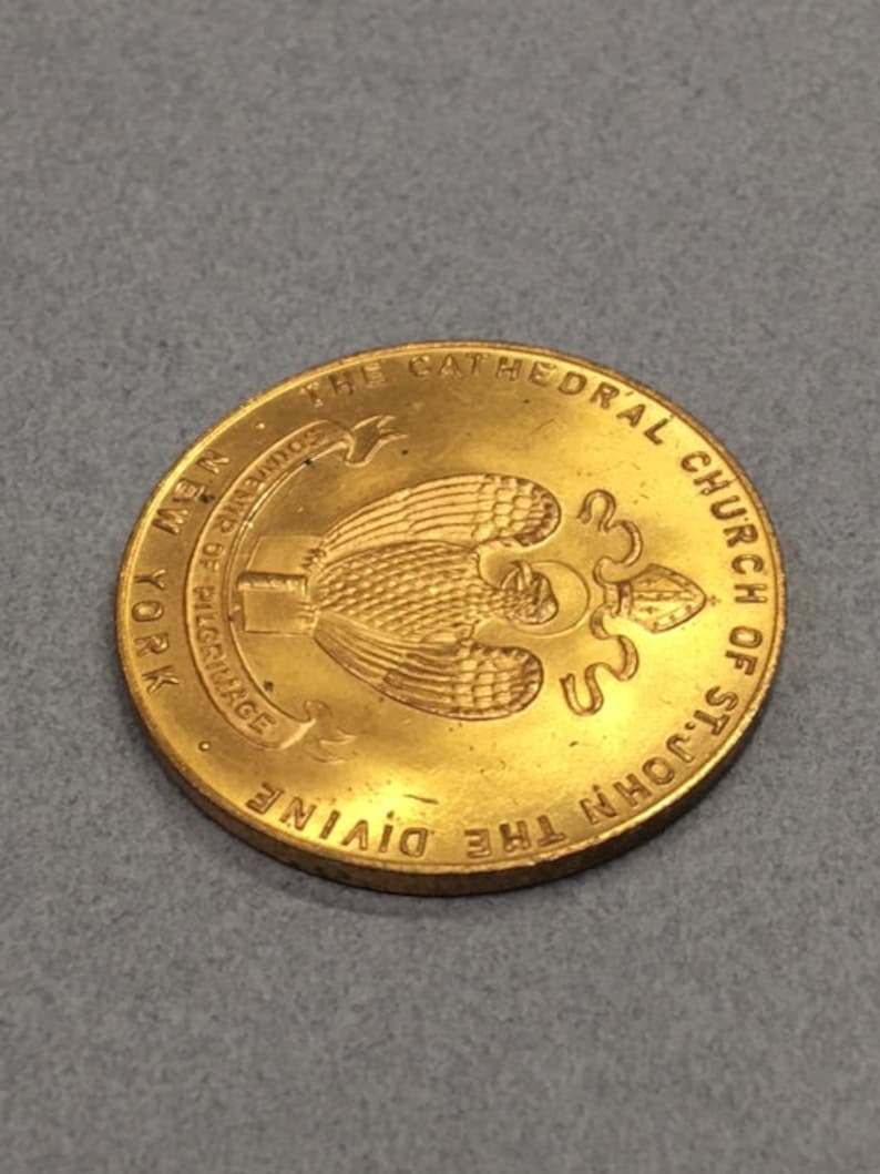 St John Divine Cathedral Coin Gold Plated Token Souvenir Pilgrimage ...