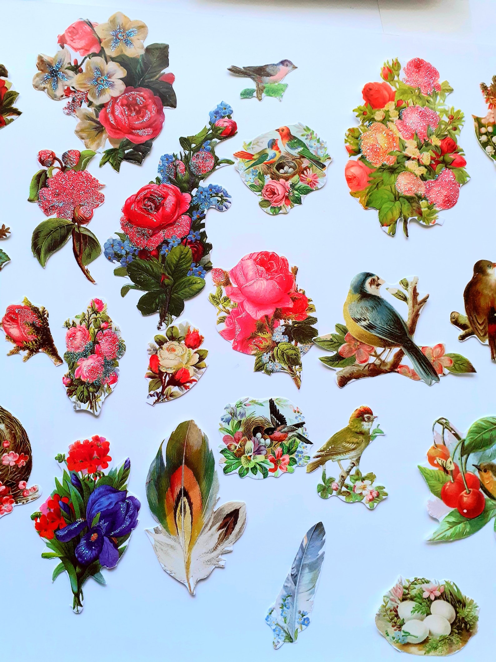 Victorian Style Nature Scraps, Vintage Flower Scraps, Vintage Bird ...