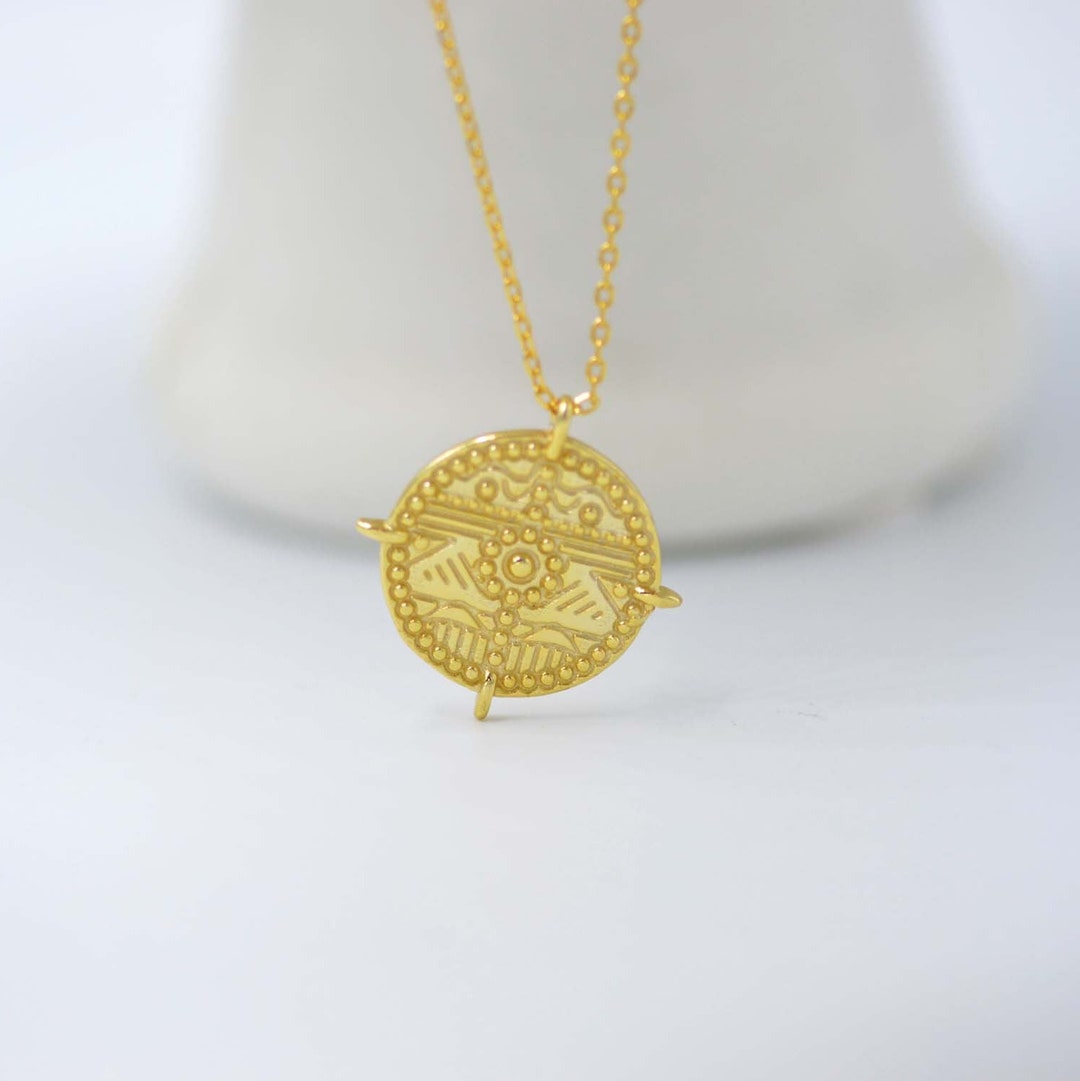 Maya Gold Coin Necklace Medallion Choker Egyptian Style - Etsy