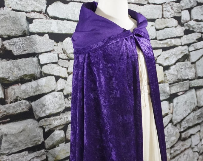 Purple Celestial Fleece Hooded Cloak Halloween Adult Costume Magic Cape ...