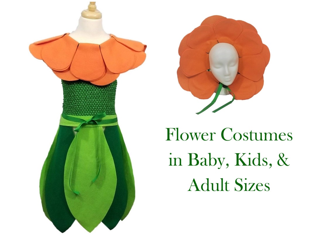 Orange Flower Costume Set leaf Skirt Flower Headband Flower - Etsy