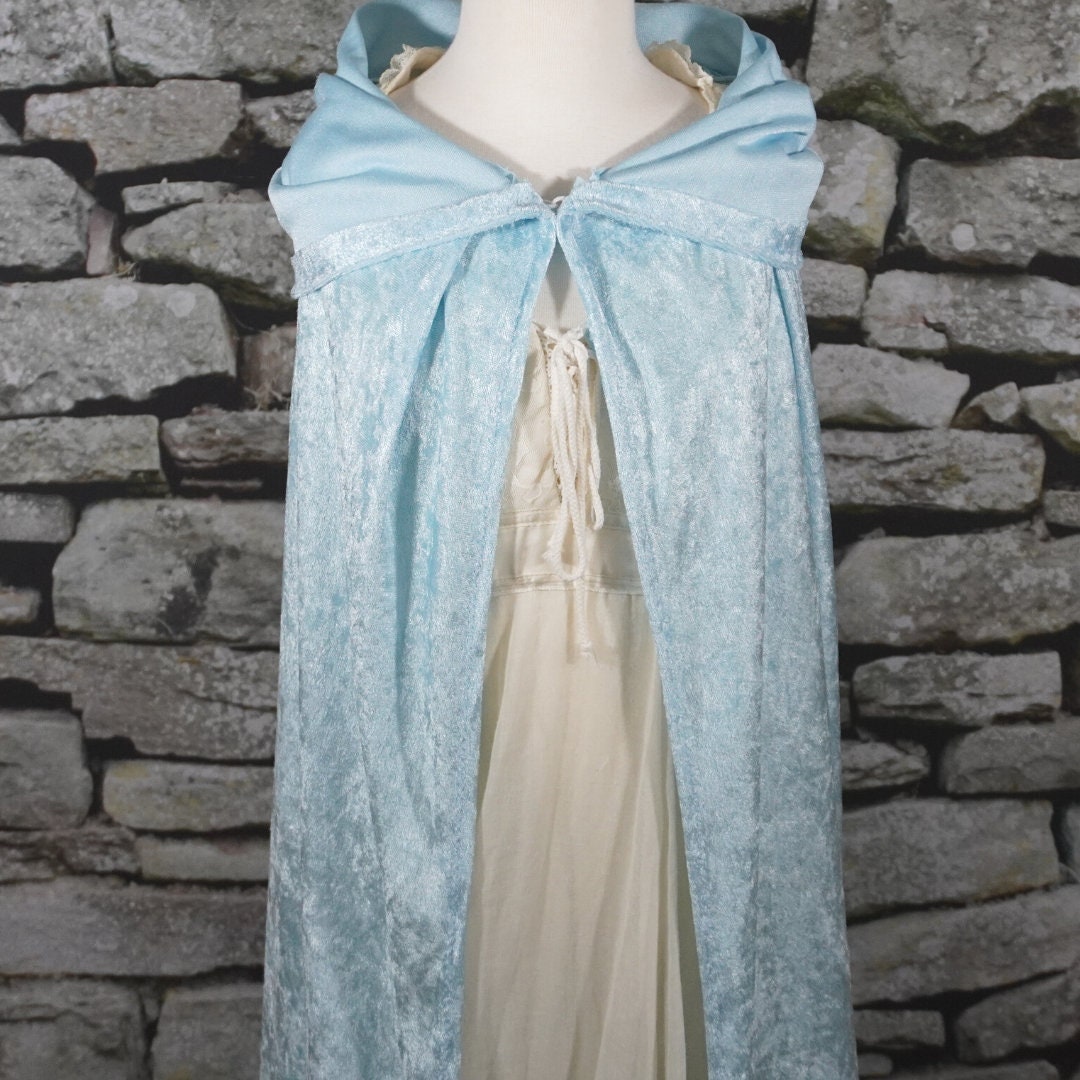 Light Blue Crushed Velvet Full Length Hooded Cape Baby - Etsy