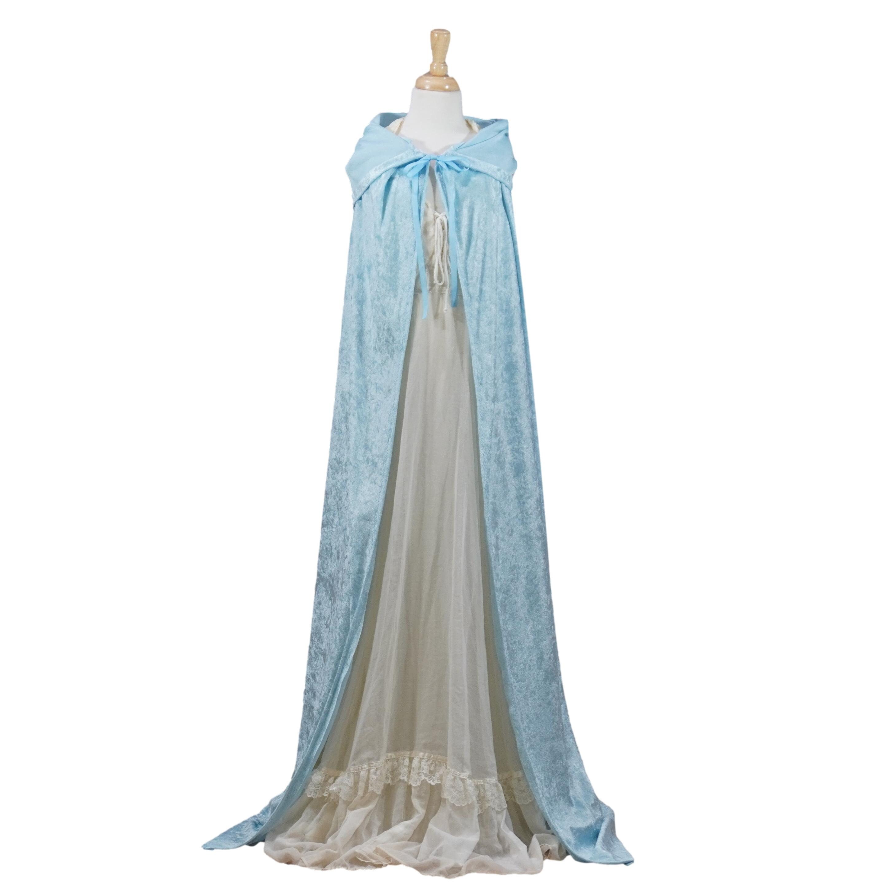 Light Blue Crushed Velvet Full Length Hooded Cape Baby | Etsy