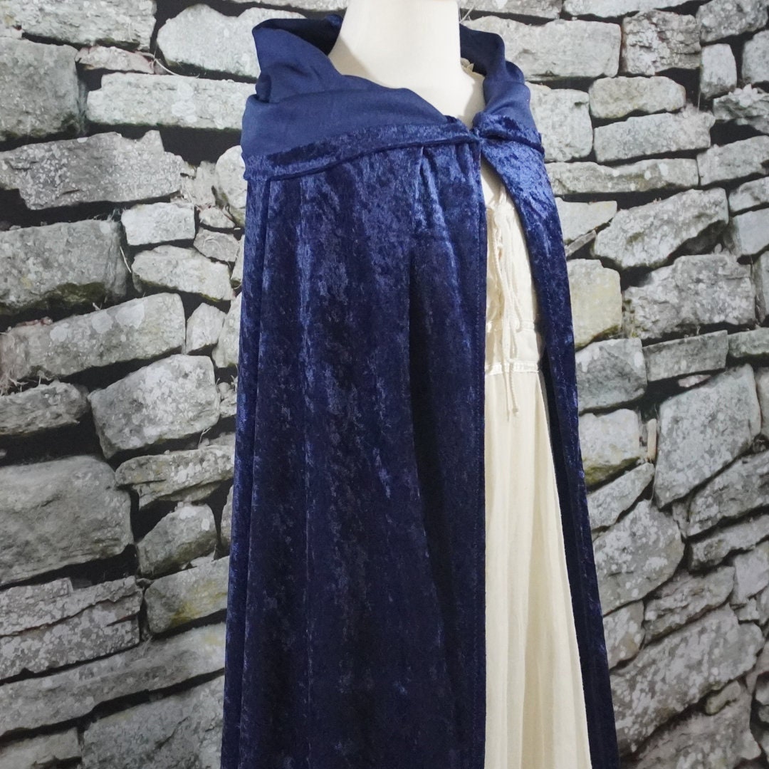 Dark Blue Navy Crushed Velvet Full Length Hooded Cape - Baby, Toddler ...
