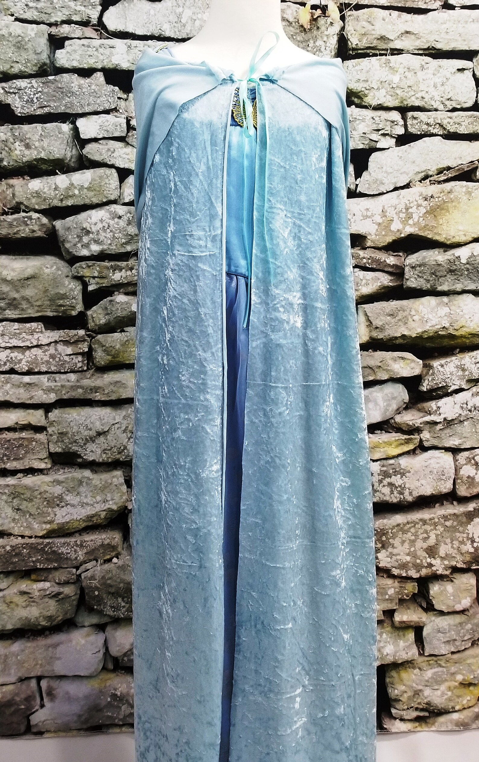 Light Blue Crushed Velvet Full Length Hooded Cape Baby | Etsy