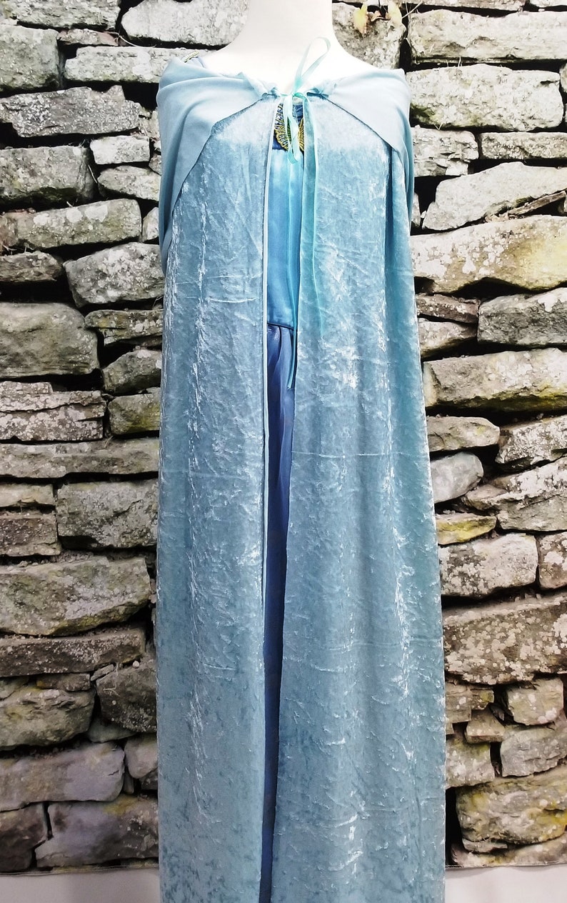 Light Blue Crushed Velvet Full Length Hooded Cape Baby | Etsy