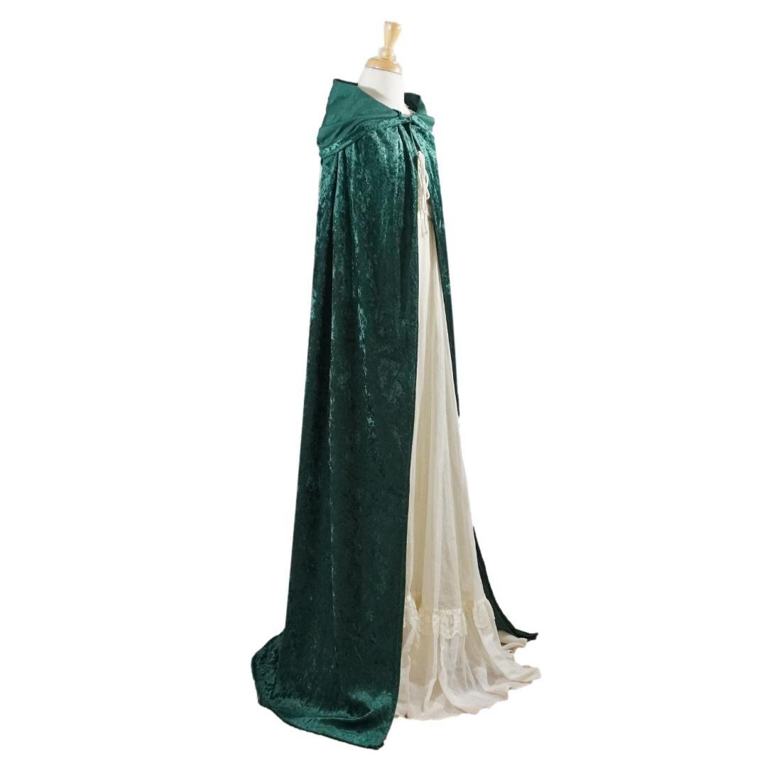 Emerald / Hunter Green Crushed Velvet Full Length Hooded Cape - Etsy