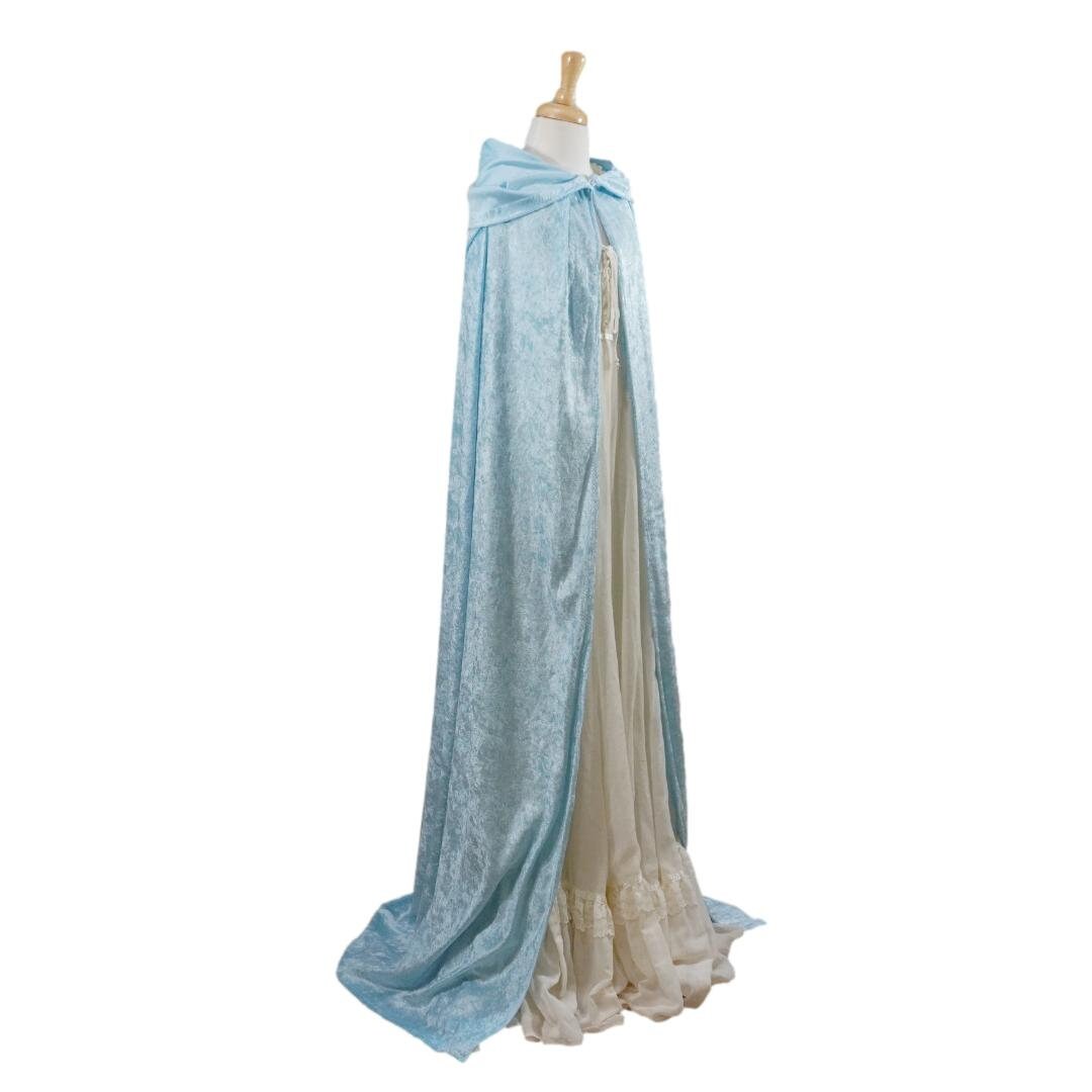 Light Blue Crushed Velvet Full Length Hooded Cape Baby - Etsy