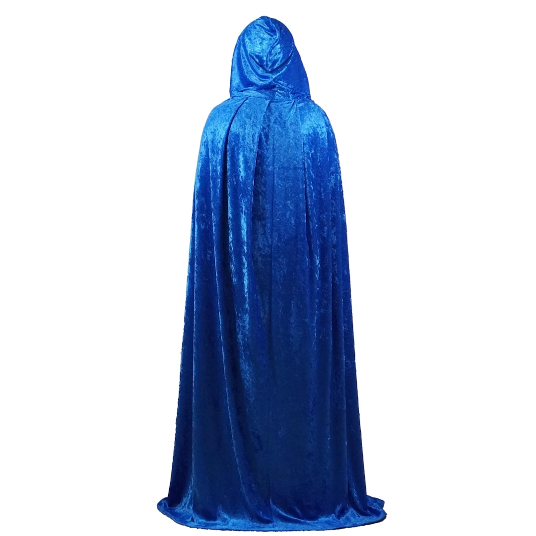 Adult Plus Size Blue Crushed Velvet Full Length Hooded Cape - Etsy