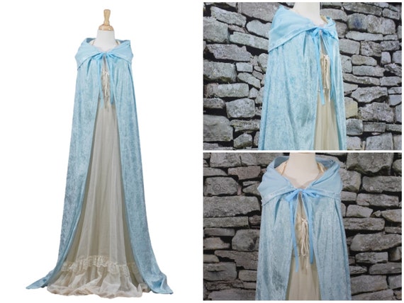 Light Blue Crushed Velvet Full Length Hooded Cape Baby | Etsy