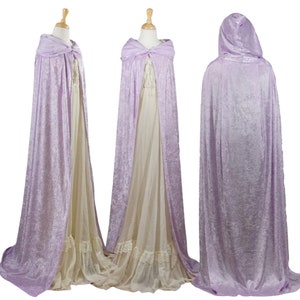 Lavender Light Purple Crushed Velvet Full Length Hooded Cape - Baby ...