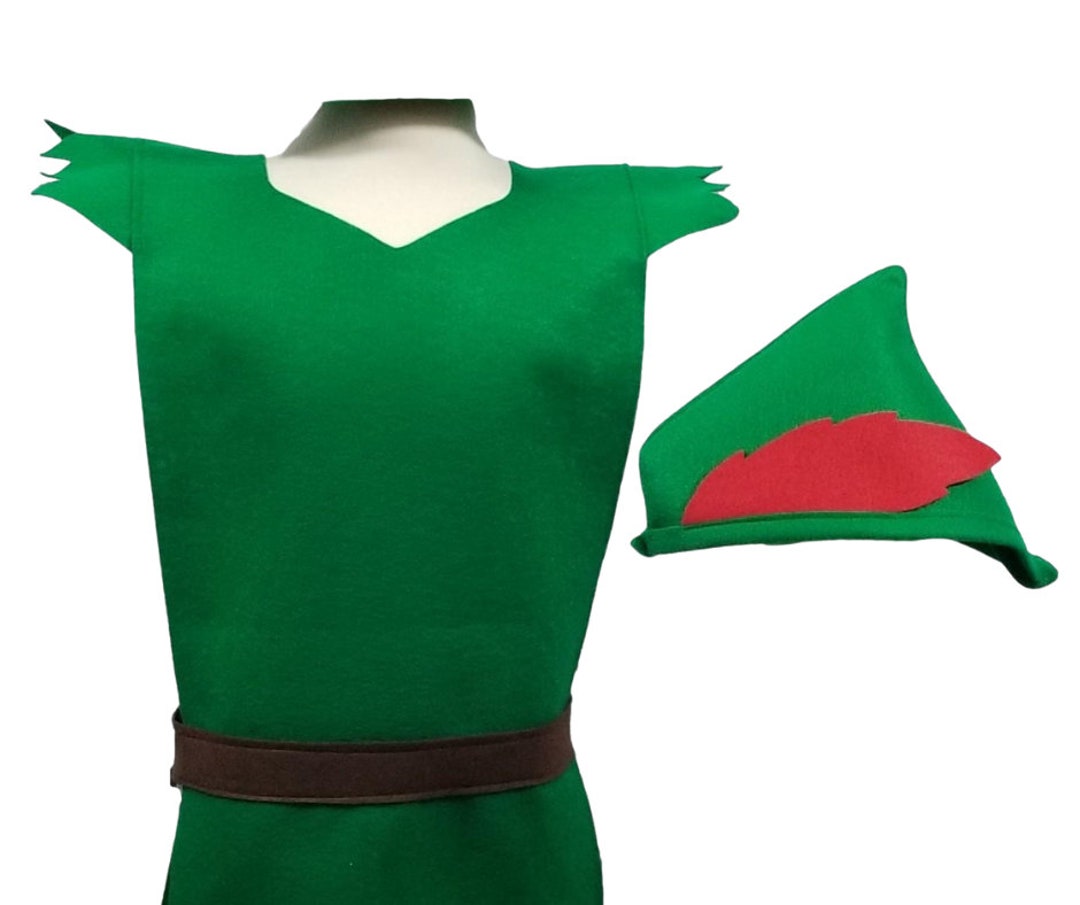 Adult PETER PAN Costume Tunic and Hat (neverland) - Baby, Toddler, Kids ...