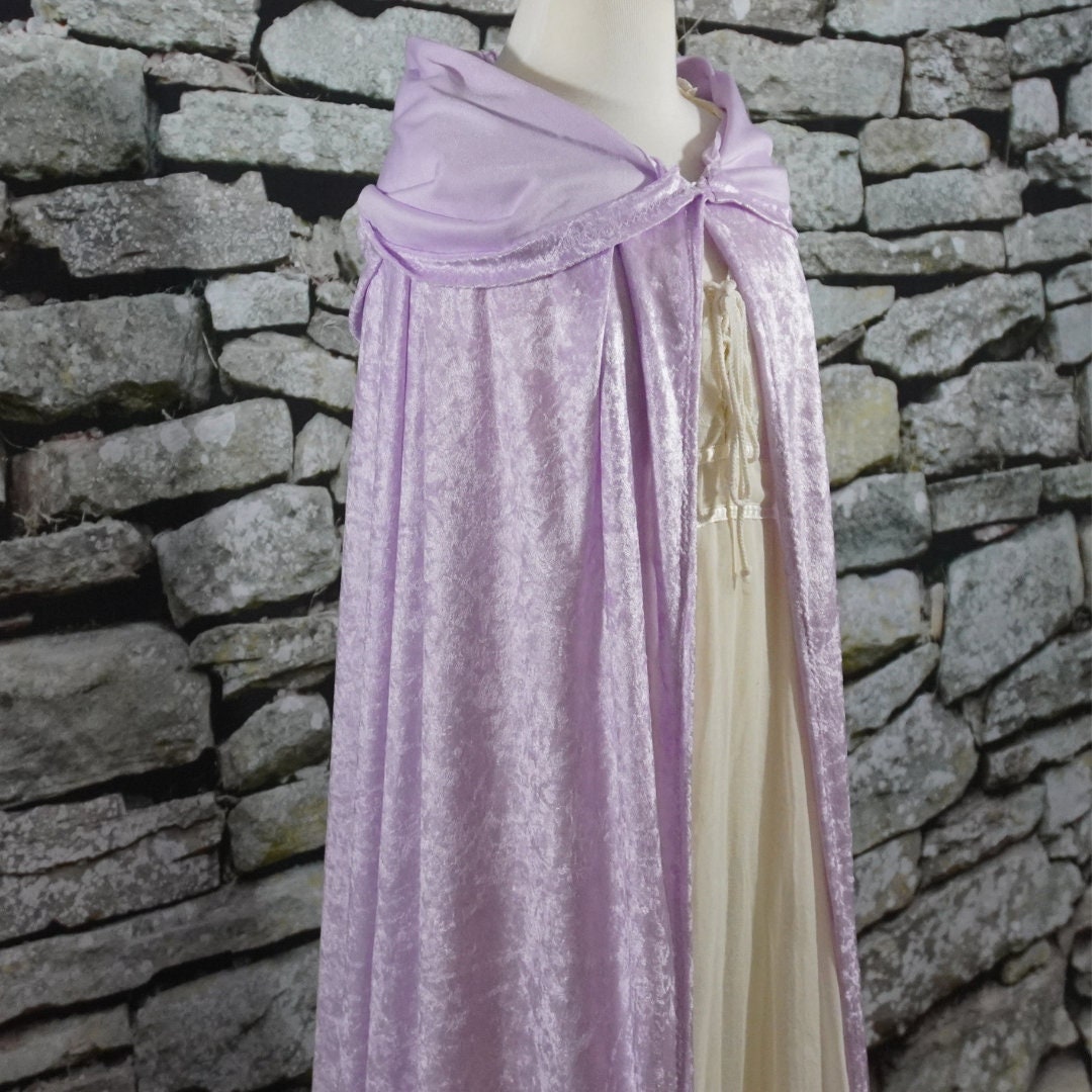 Lavender Light Purple Crushed Velvet Full Length Hooded Cape - Baby ...