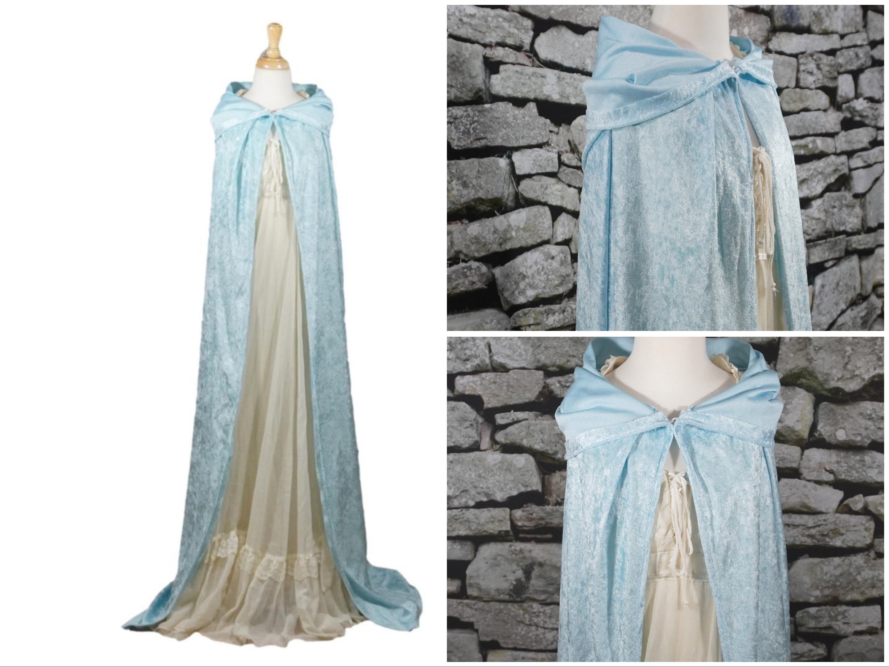 Light Blue Crushed Velvet Full Length Hooded Cape Baby - Etsy