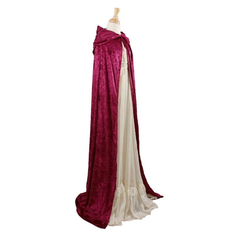 Dark Red Burgundy Crushed Velvet Full Length Hooded Cape - Etsy