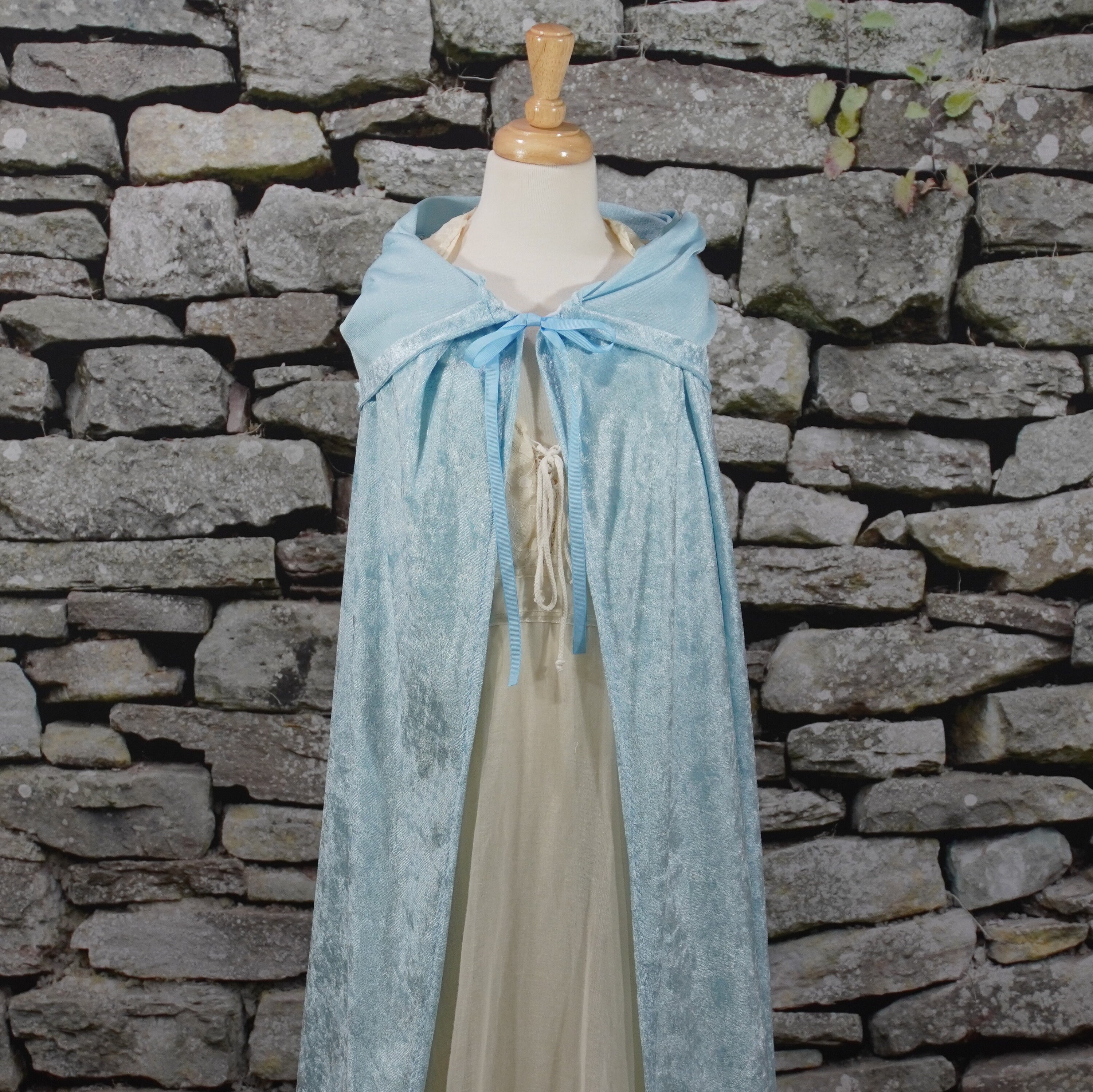 Light Blue Crushed Velvet Full Length Hooded Cape Baby | Etsy