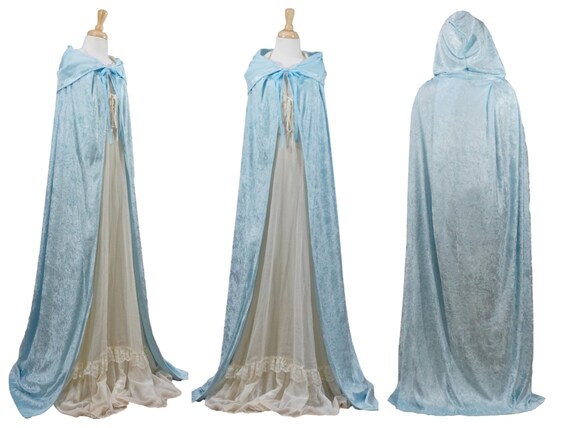 Light Blue Crushed Velvet Full Length Hooded Cape Baby | Etsy