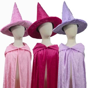 Adult Witch / Wizard Costume Hooded Cape and Hat Set (light Pink, Pink ...