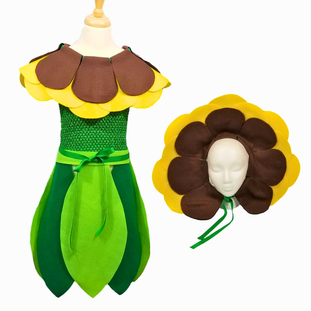 Sunflower Flower Costume Set (brown / Yellow) Baby, Toddler, Kids, Teen ...