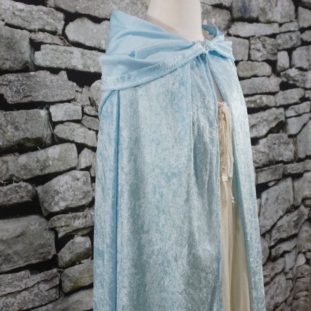 Light Blue Crushed Velvet Full Length Hooded Cape Baby - Etsy