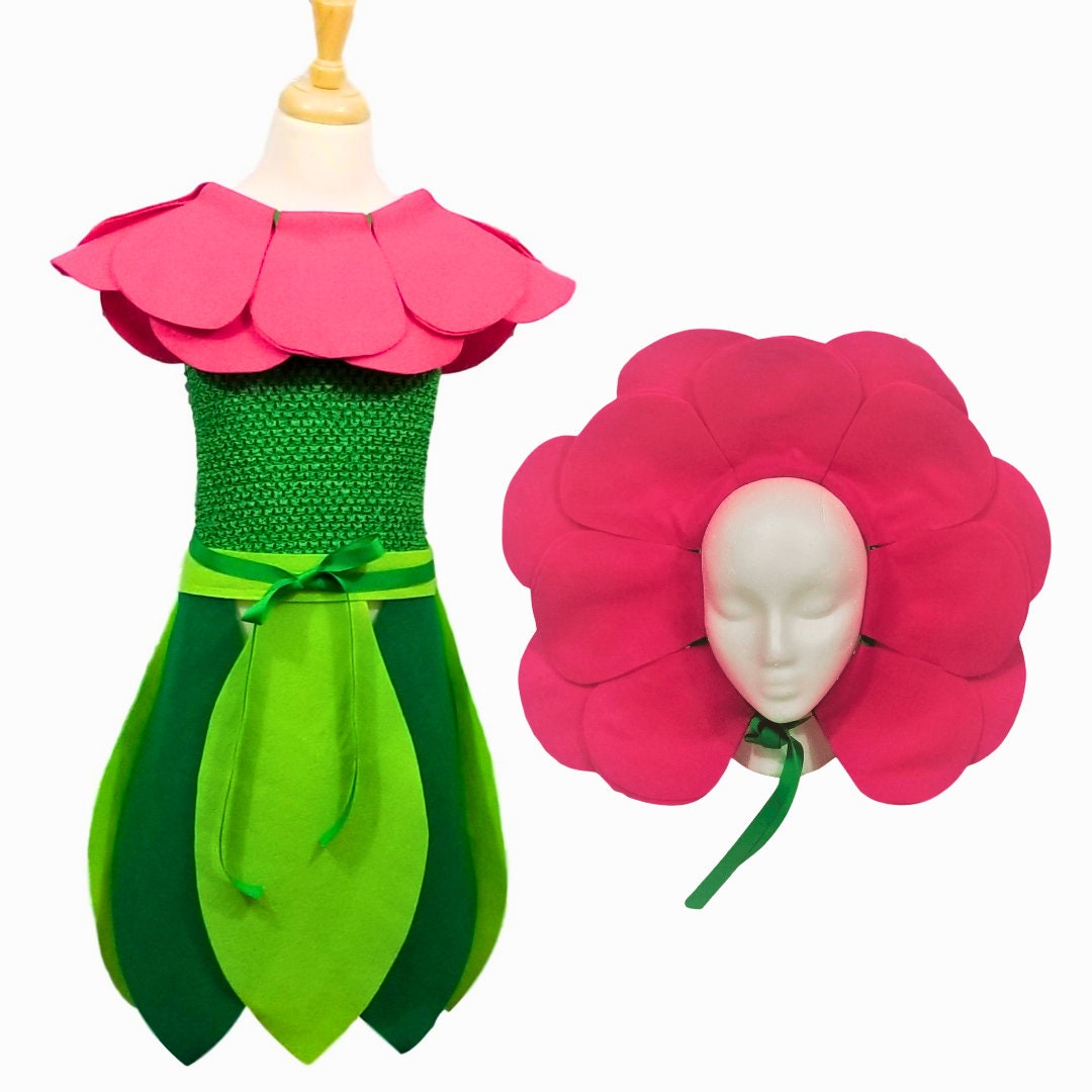 Adult Pink Flower Costume Set (leaf Skirt, Flower Headband, Flower Head ...