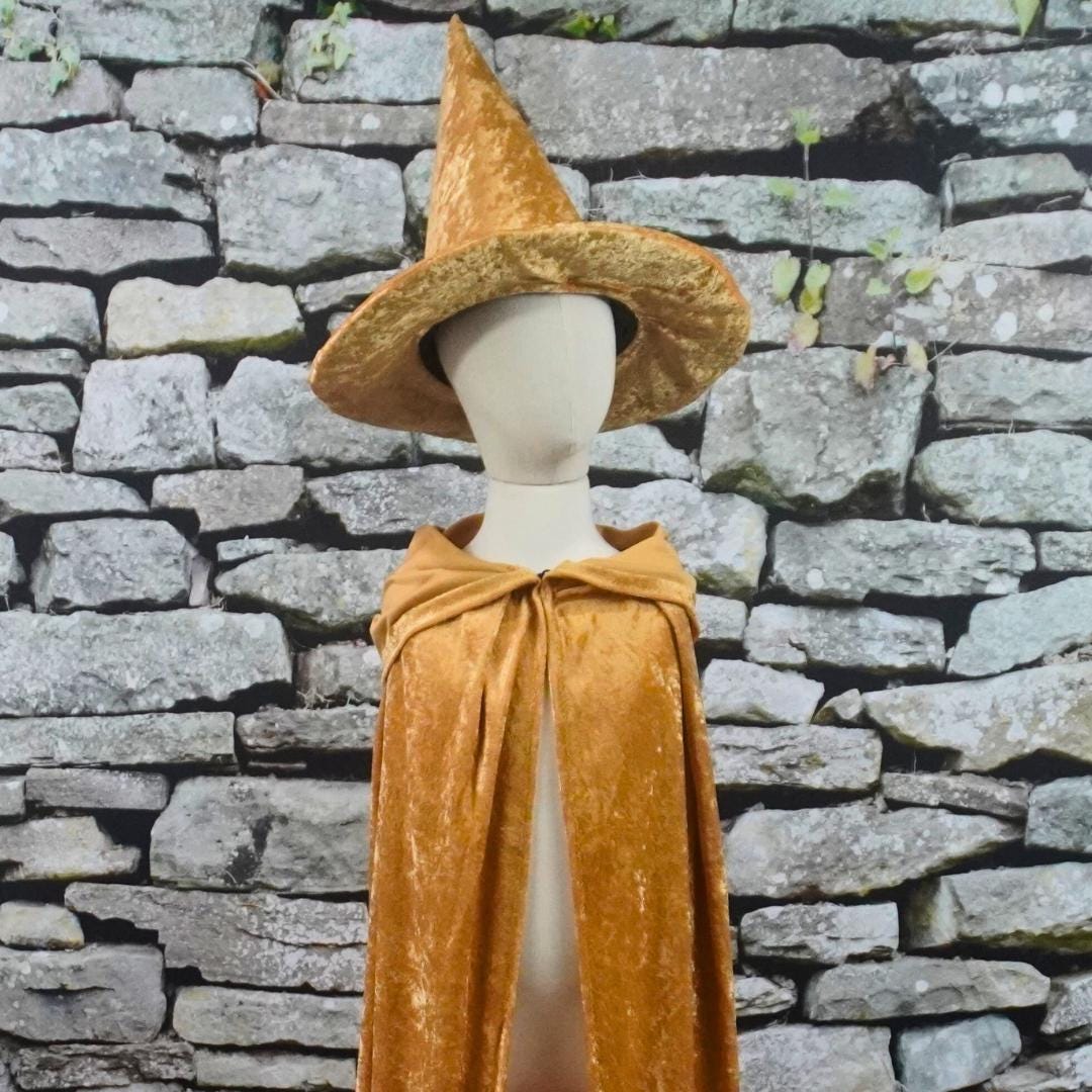 Gold Witch or Wizard Costume Hooded Cape and Hat Set - Toddler, Kids ...