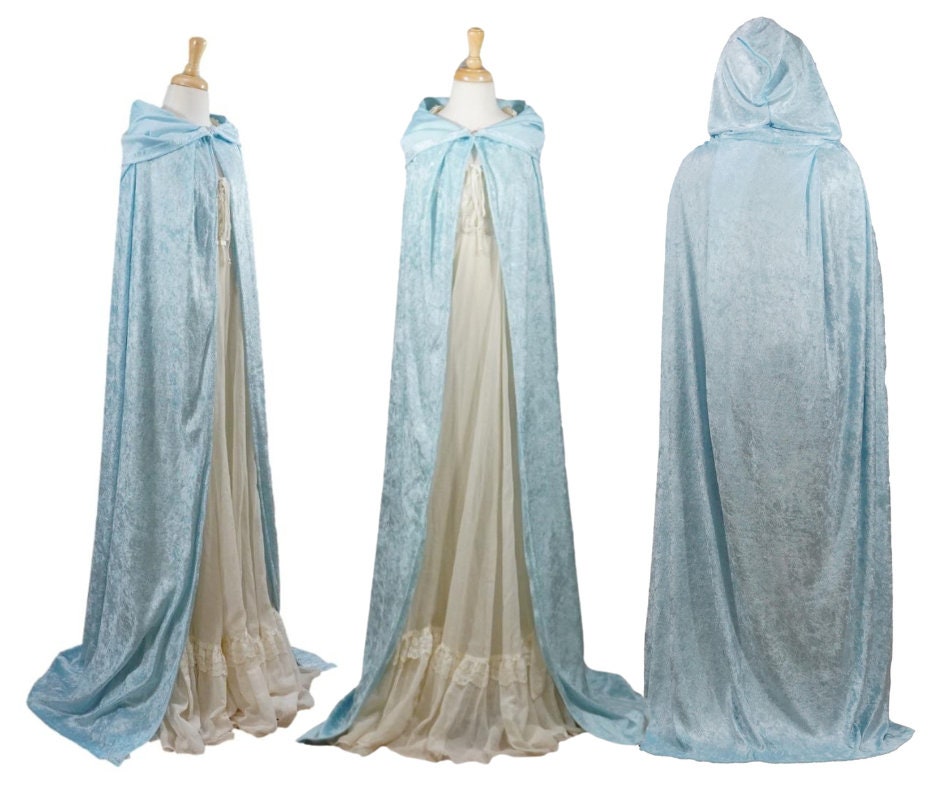 Light Blue Crushed Velvet Full Length Hooded Cape Baby - Etsy