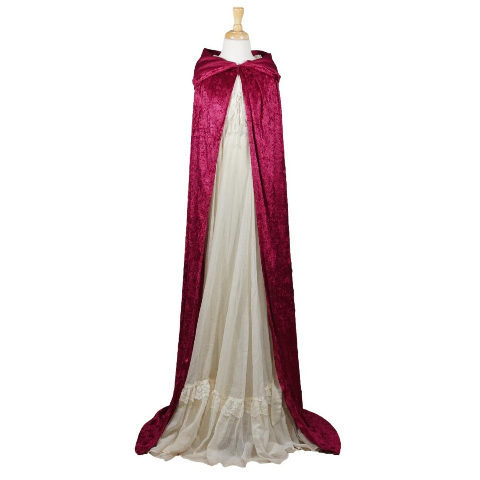 Dark Red Burgundy Crushed Velvet Full Length Hooded Cape - Etsy