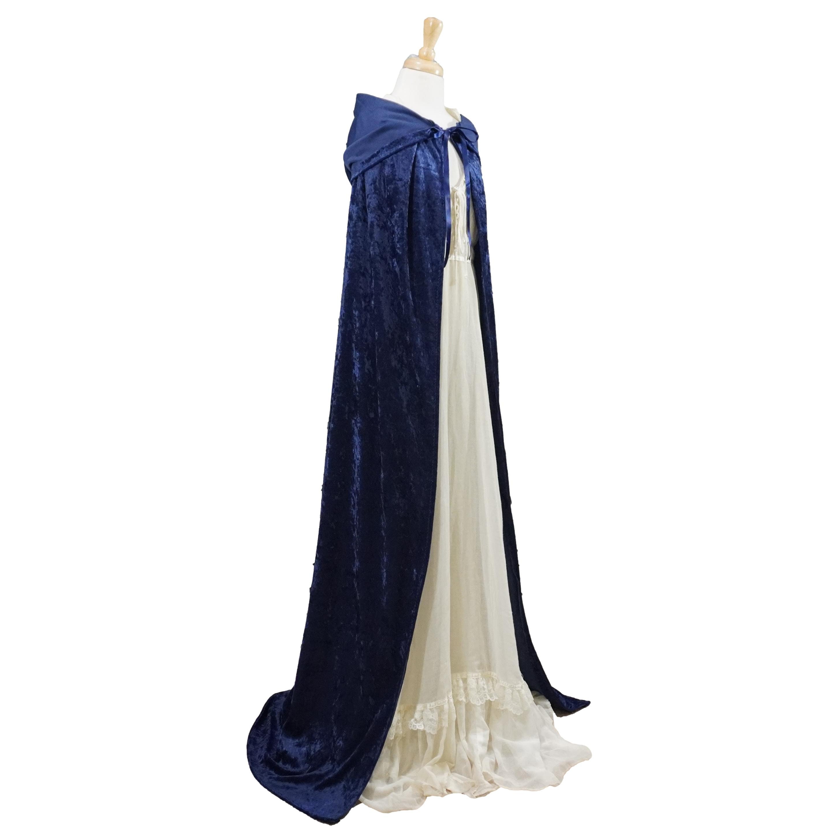 Dark Blue Navy Crushed Velvet Full Length Hooded Cape Baby | Etsy