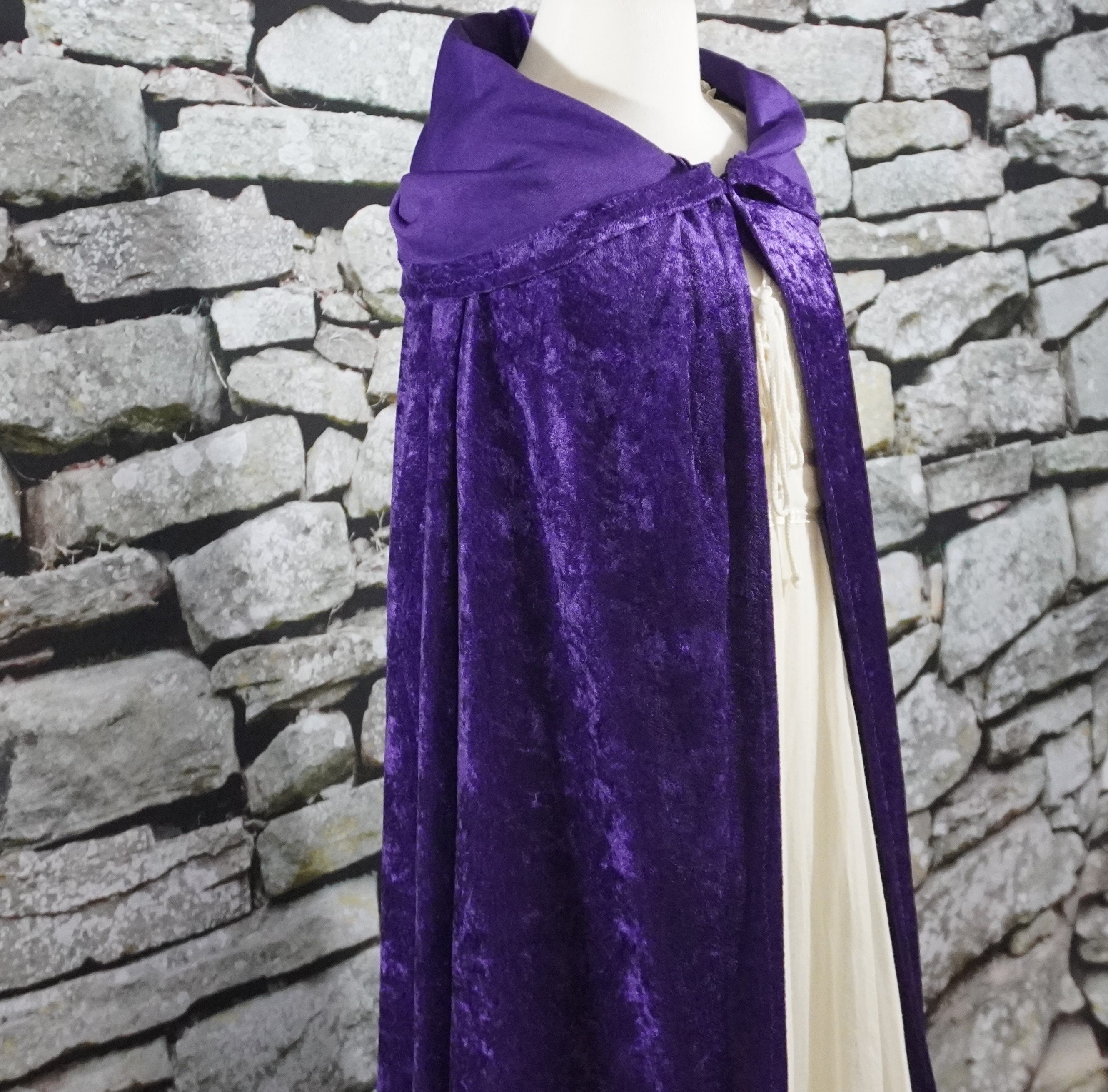 Purple Crushed Velvet Full Length Hooded Cape - Baby, Toddler, Kids ...