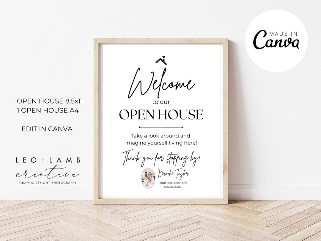 Open House Welcome Sign for Real Estate | Edit in Canva | Realtor ...