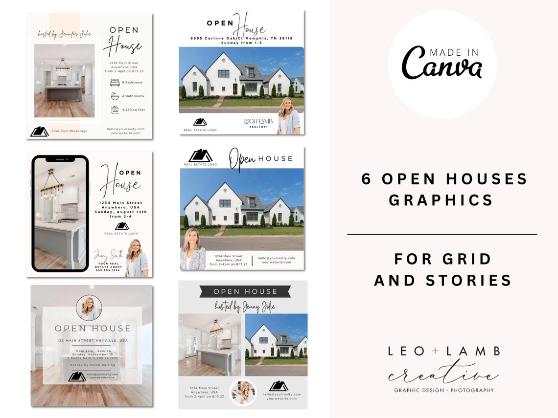 Open House Instagram Post and Matching Stories for Real Estate | Edit ...