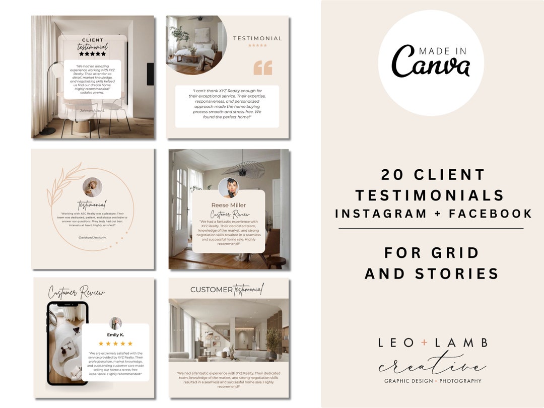 Client Reviews Instagram Post and Stories for Real Estate | Edit in ...