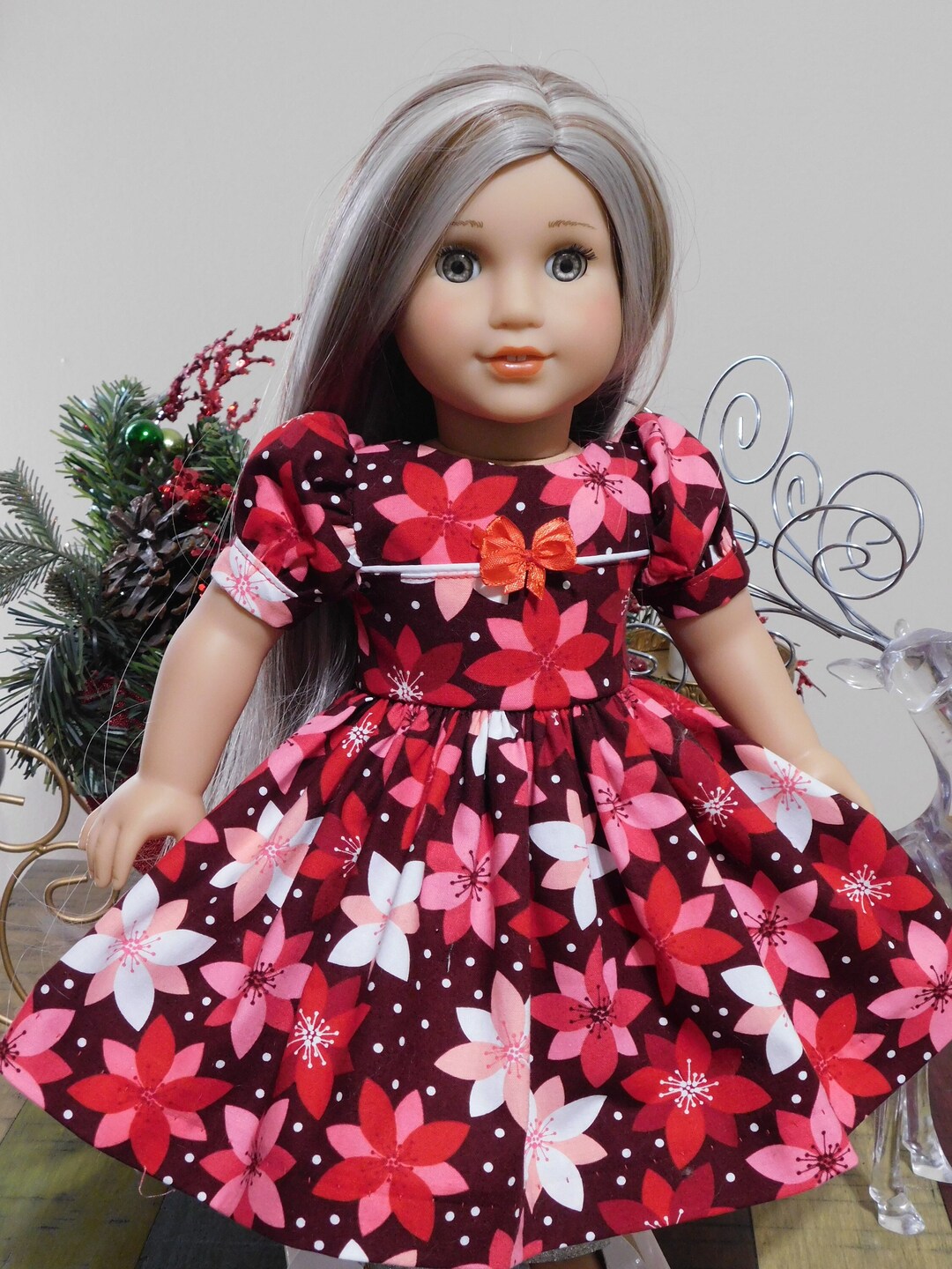Merry & Bright Poinsettias Dress for 18 American Girl - Etsy