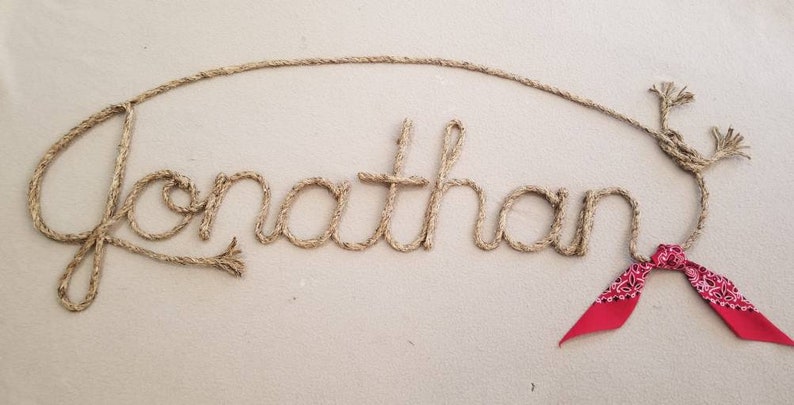 8 LETTER Rope Name Sign Western Rope Name Art WITH BANDANNA | Etsy