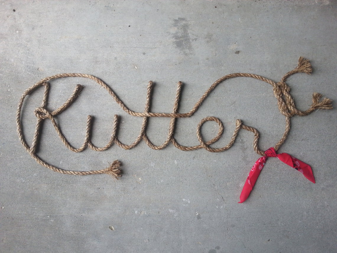 6 LETTER Rope Name Sign, Western Rope Name Art WITH BANDANNA, Baby ...