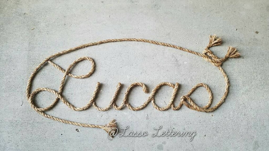 5 LETTER Rope Name Sign Western/Nautical Rope Name Art Lasso | Etsy
