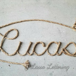 5 LETTER Rope Name Sign, Western/nautical Rope Name Art, Lasso Name ...
