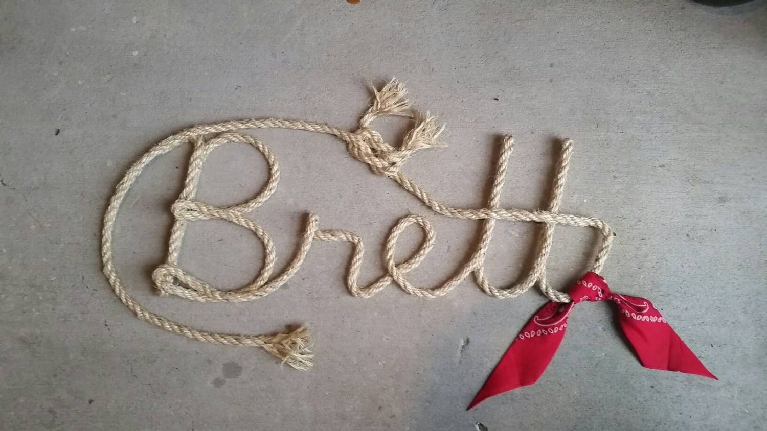 5 LETTER Rope Name Sign Western Rope Name Art WITH BANDANNA | Etsy
