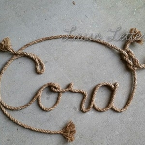 4 LETTER Rope Name Sign, Western/nautical Rope Name Art, Cowgirl Name ...