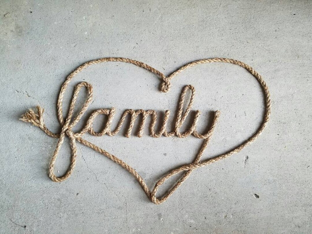 Rope Art- Family Love Rope Art- Love Heart, Rope Home Decor, Rustic ...