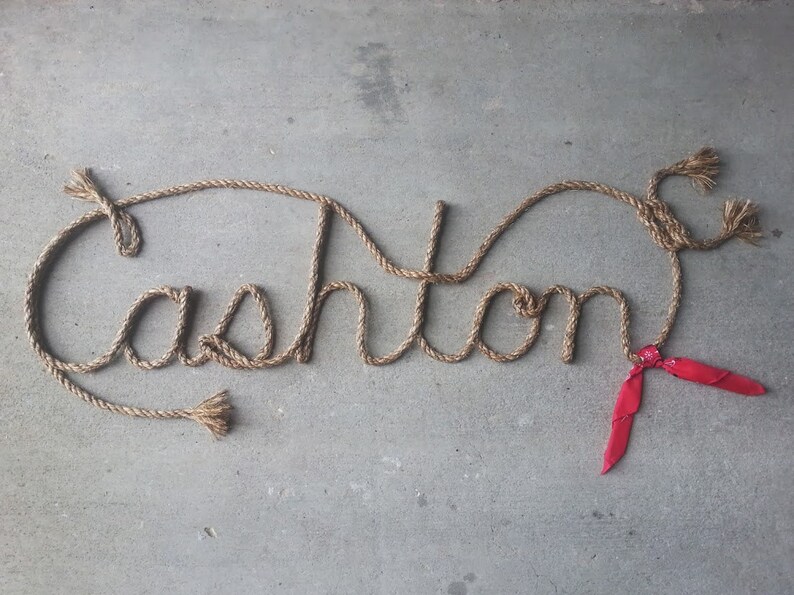 7 LETTER Rope Name Sign Western Rope Name Art WITH BANDANNA | Etsy