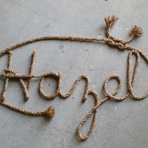 5 LETTER Rope Name Sign, Western/nautical Rope Name Art, Lasso Name ...