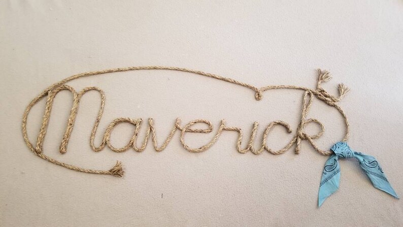 8 LETTER Rope Name Sign Western Rope Name Art WITH BANDANNA | Etsy