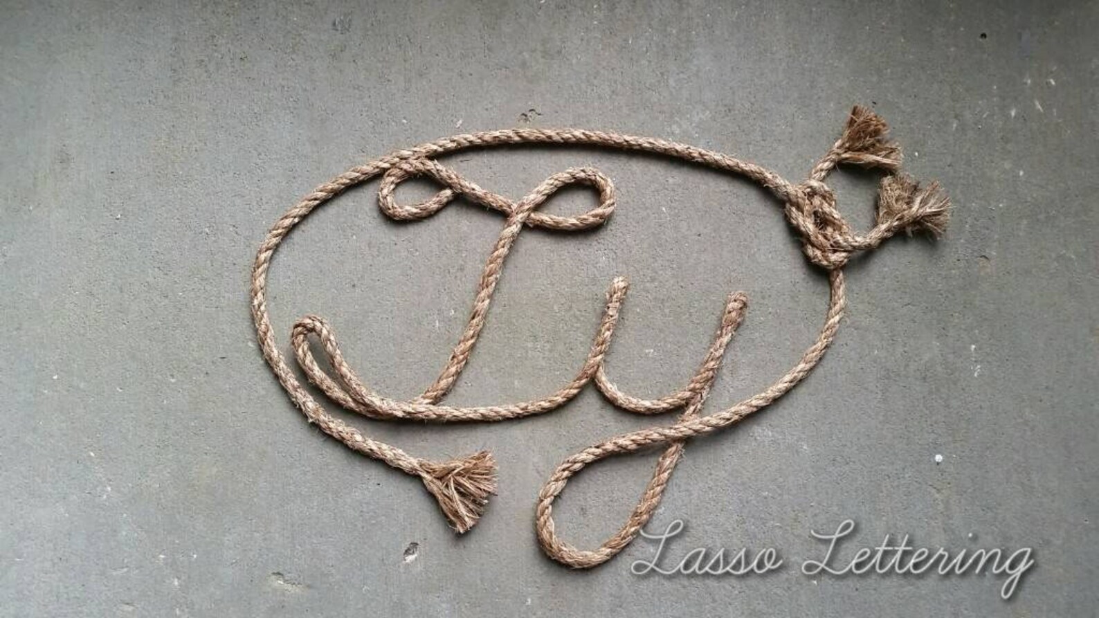 2 LETTER Rope Name Sign, Western Rope Name Art, WITH BANDANNA, Rustic ...